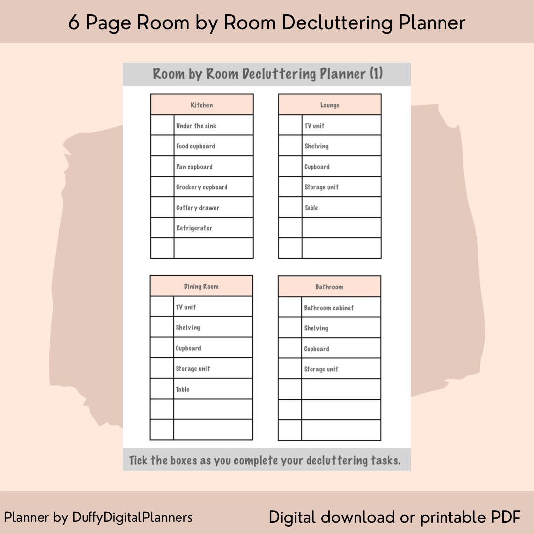 Digital Decluttering Planner, Downloadable Decluttering Planner ...
