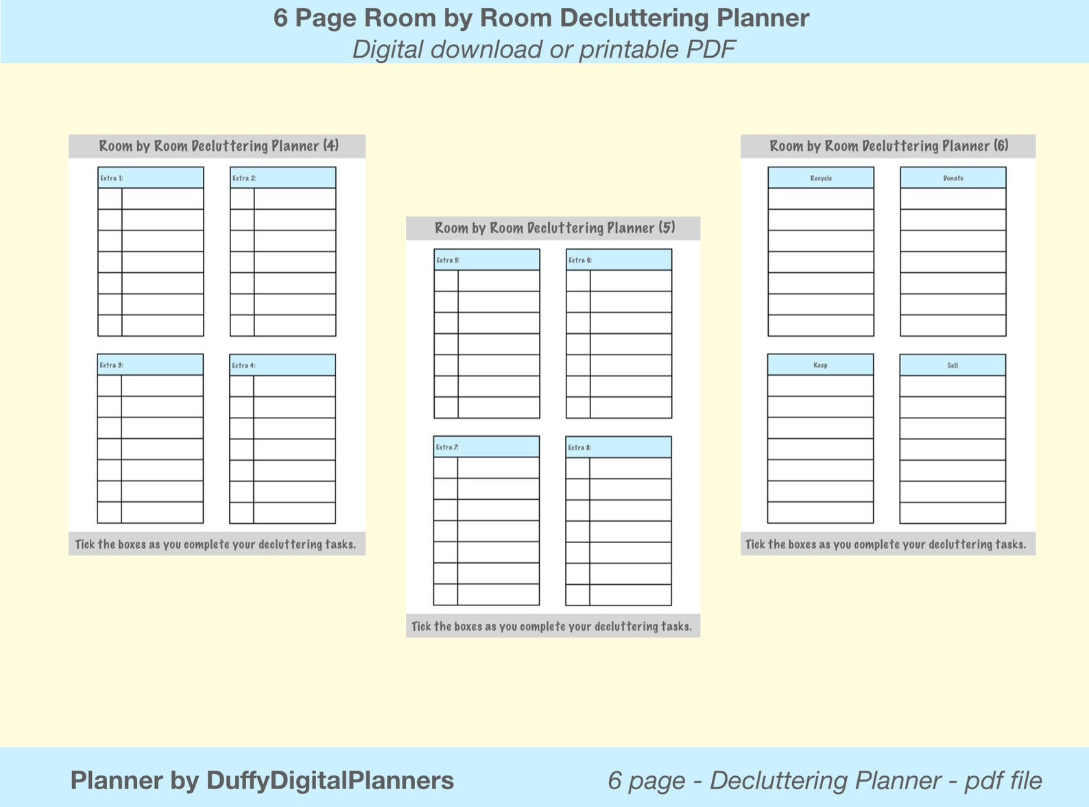 Printable A4 Decluttering Planner, Digital Download Decluttering Planner, Digital Planner ...