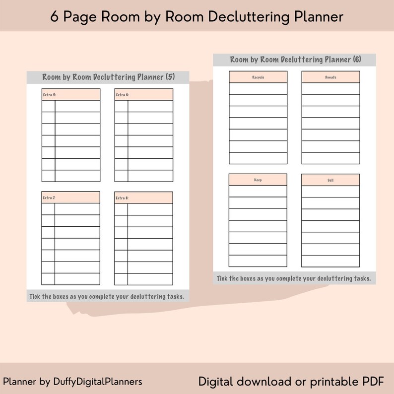 Digital Decluttering Planner, Downloadable Decluttering Planner ...