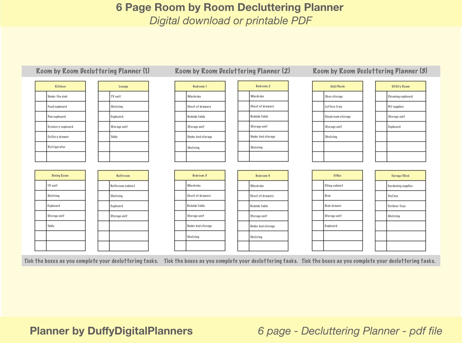 Printable A4 Digital Decluttering Planner, Decluttering Download, PDF ...