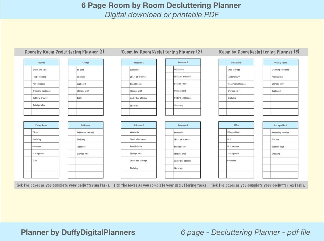 Printable A4 Decluttering Planner, Digital Download Decluttering Planner, Digital Planner ...