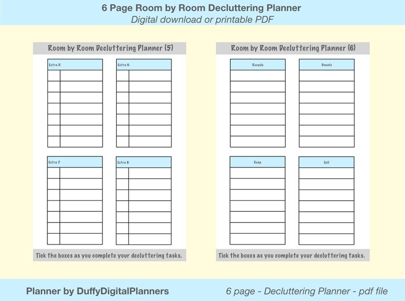 Printable A4 Decluttering Planner, Digital Download Decluttering ...