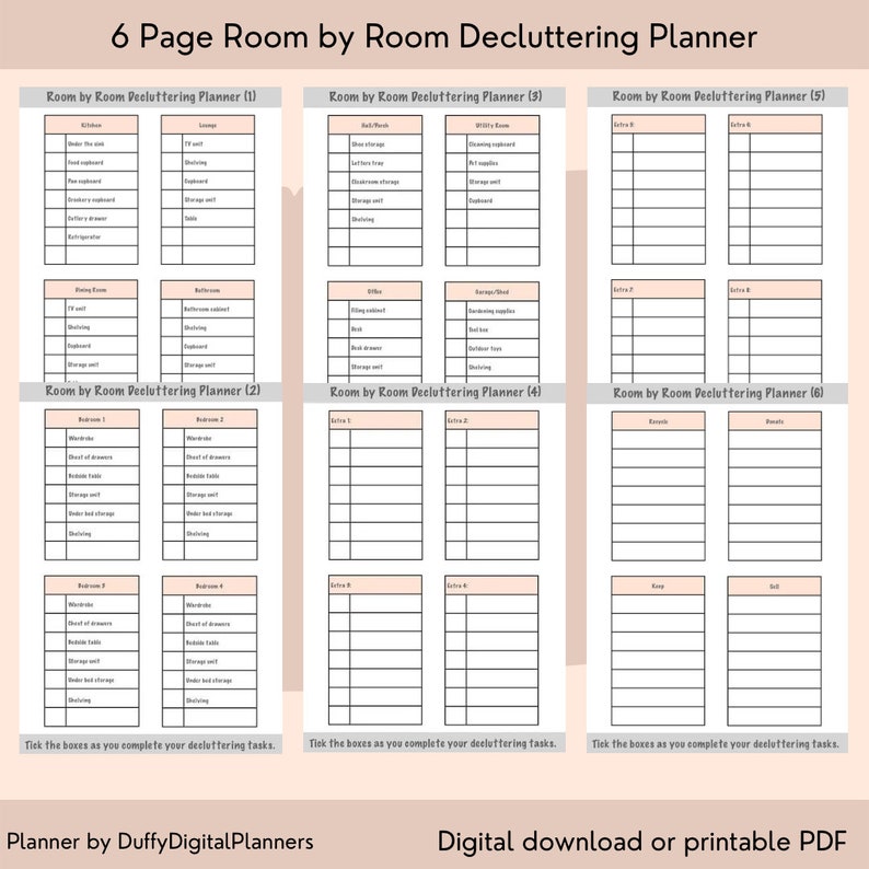 Digital Decluttering Planner, Downloadable Decluttering Planner ...