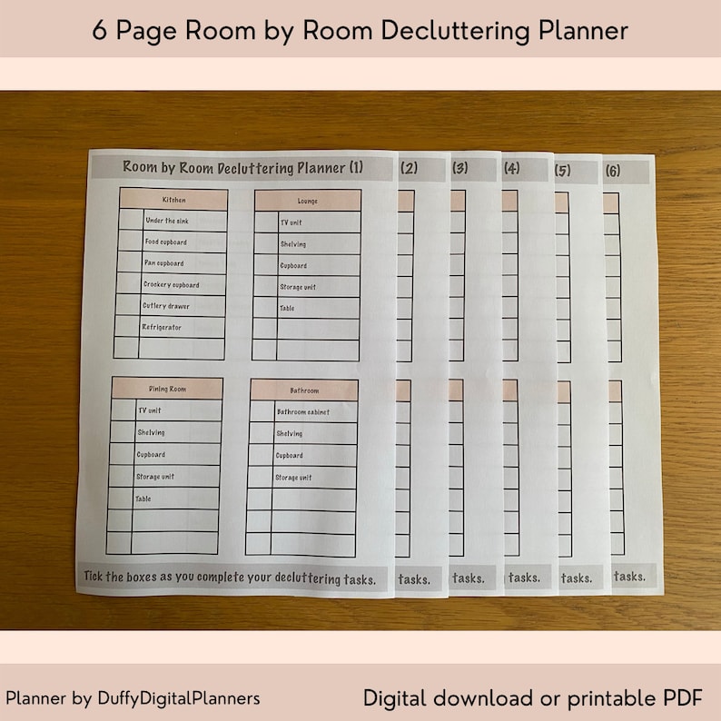 Digital Decluttering Planner, Downloadable Decluttering Planner ...