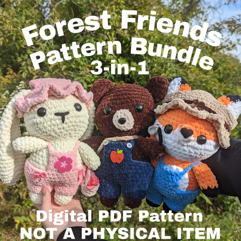 3-in-1 Forest Friends Crochet Amigurumi Pattern Bundle Pdf - Etsy