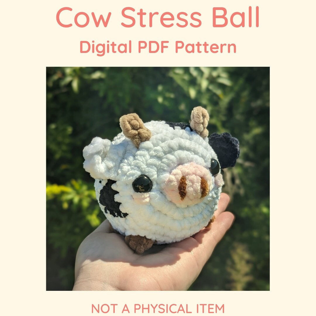 Cow Stress Ball Crochet Amigurumi Pattern Pdf File // Cowball, Cow ...