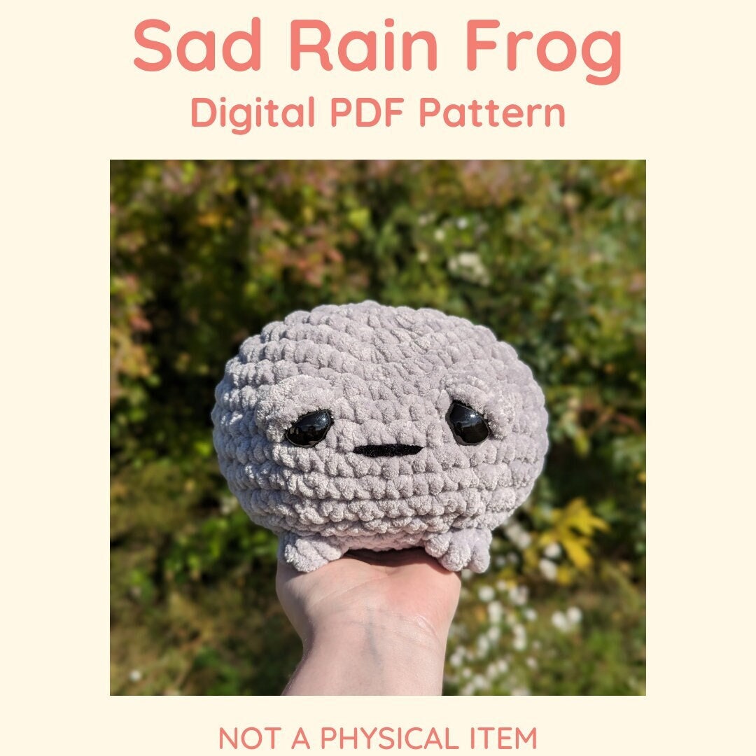 Sad Grumpy Rain Frog Crochet Amigurumi Pattern Pdf File // NOT PHYSICAL ...