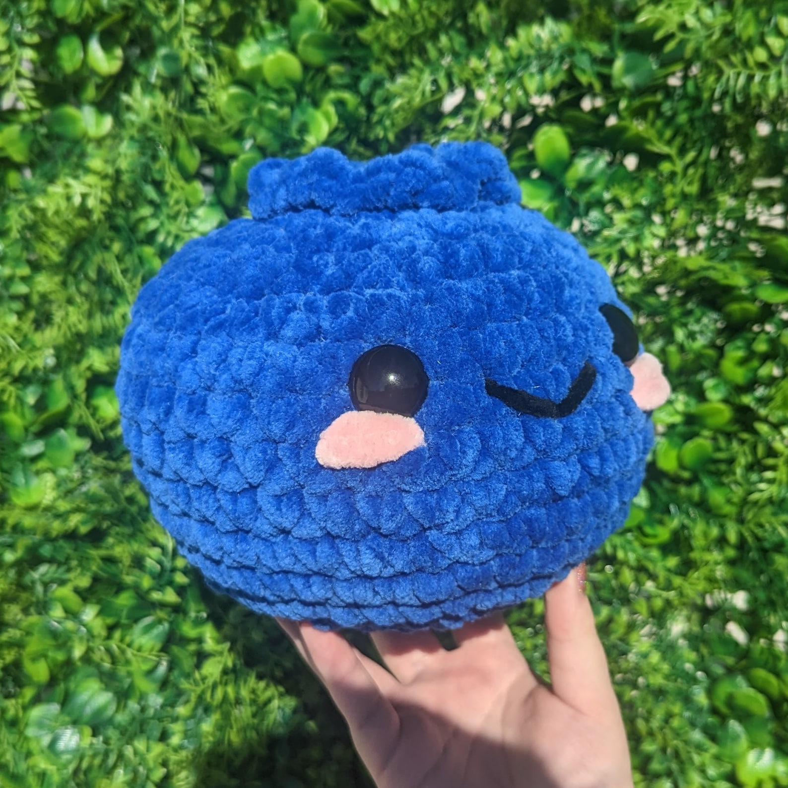 Jumbo Blueberry Crochet Plushie // Handmade Amigurumi Food Stuffed ...