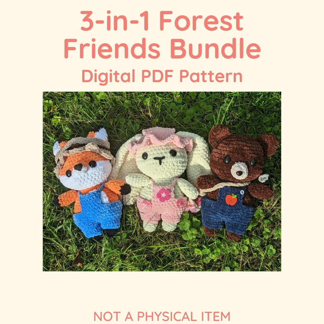 3-in-1 Forest Friends Crochet Amigurumi Pattern Bundle Pdf File ...
