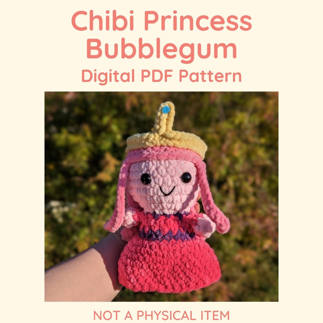 Princess Bubblegum Crochet Pattern Pdf File // Chibi Style Amigurumi Plushie Adventure Time ...