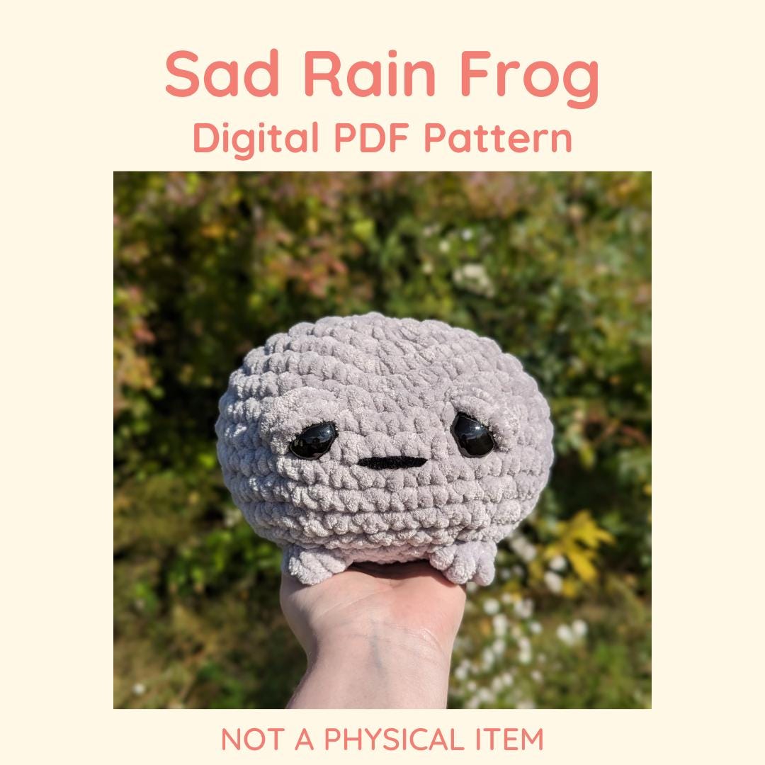 Sad Grumpy Rain Frog Crochet Amigurumi Pattern Pdf File // NOT PHYSICAL ...