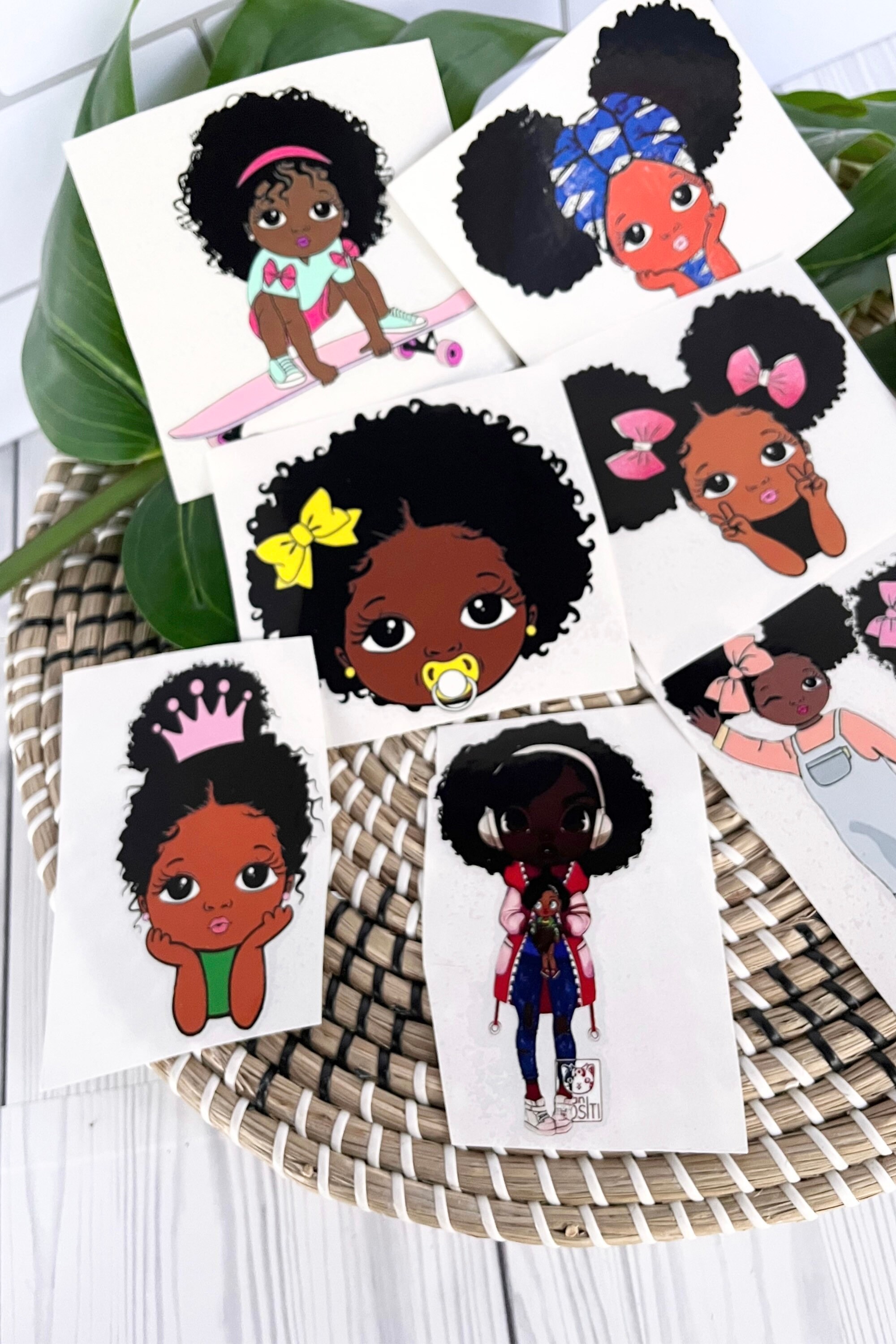 Paper & Party Supplies African American melanin afro girl with red bow ...