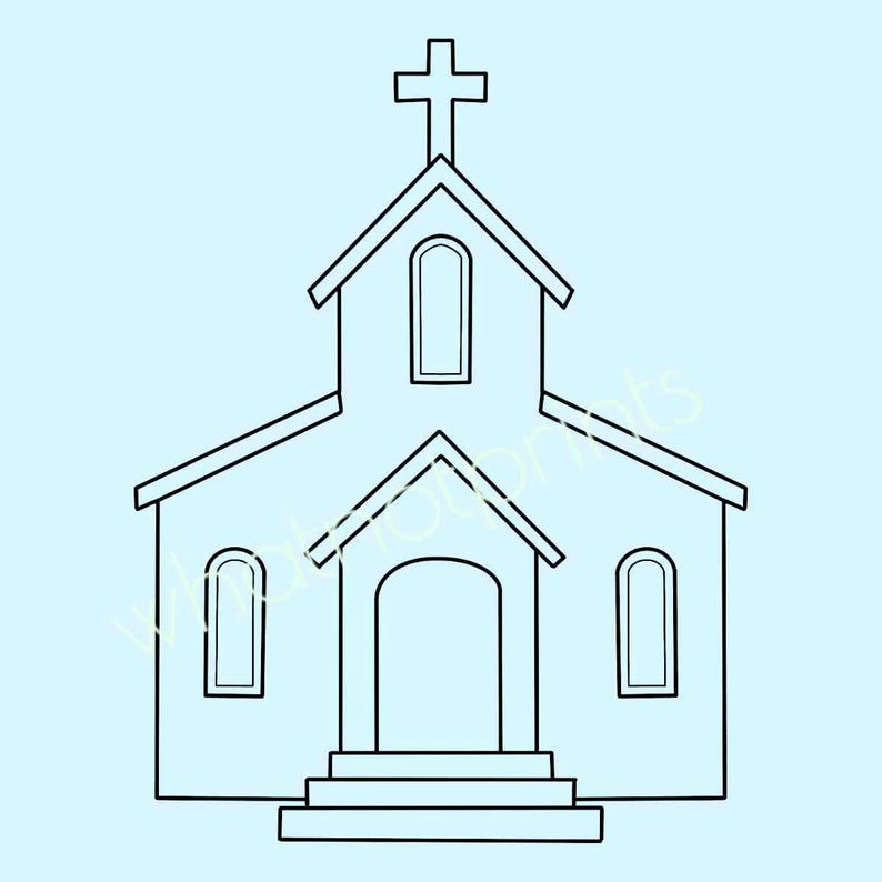 Detailed Church Line Art PNG - Etsy