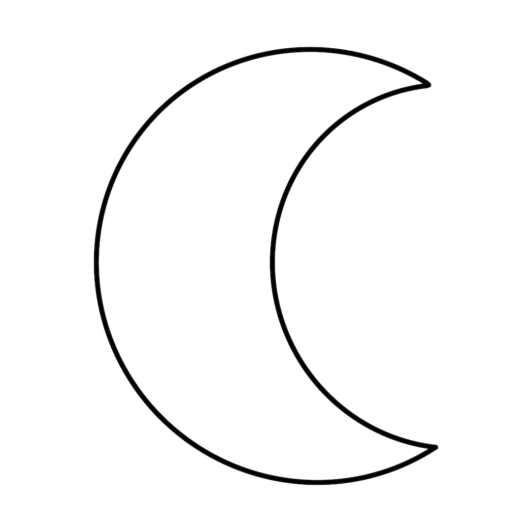 Crescent Moon Outline PNG: Commercial Stencil Template (digital ...