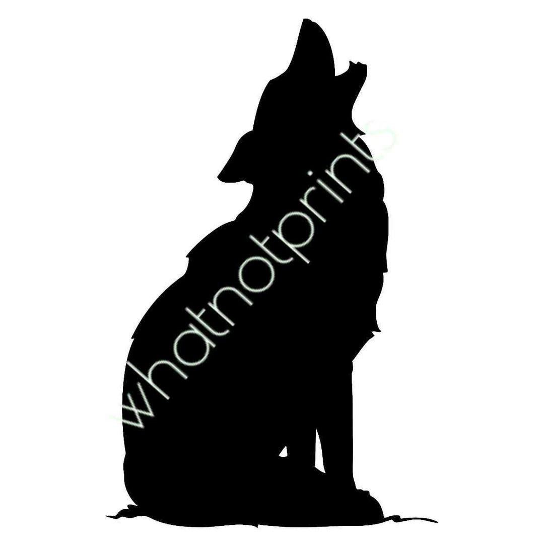 Commercial Silhouette of A Sitting Howling Wolf PNG Transparent ...