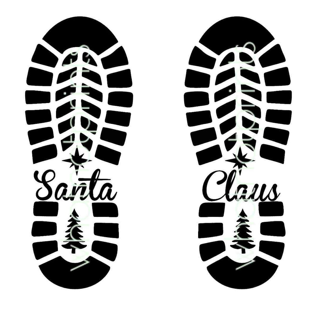 Santa Clause Boot Prints, Feet Prints High Resolution Template, Stencil ...