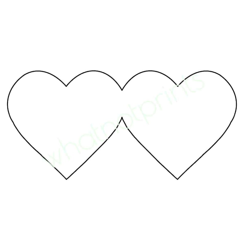 Commercial Double Heart for Card Outline, Pattern, Stencil or Template ...