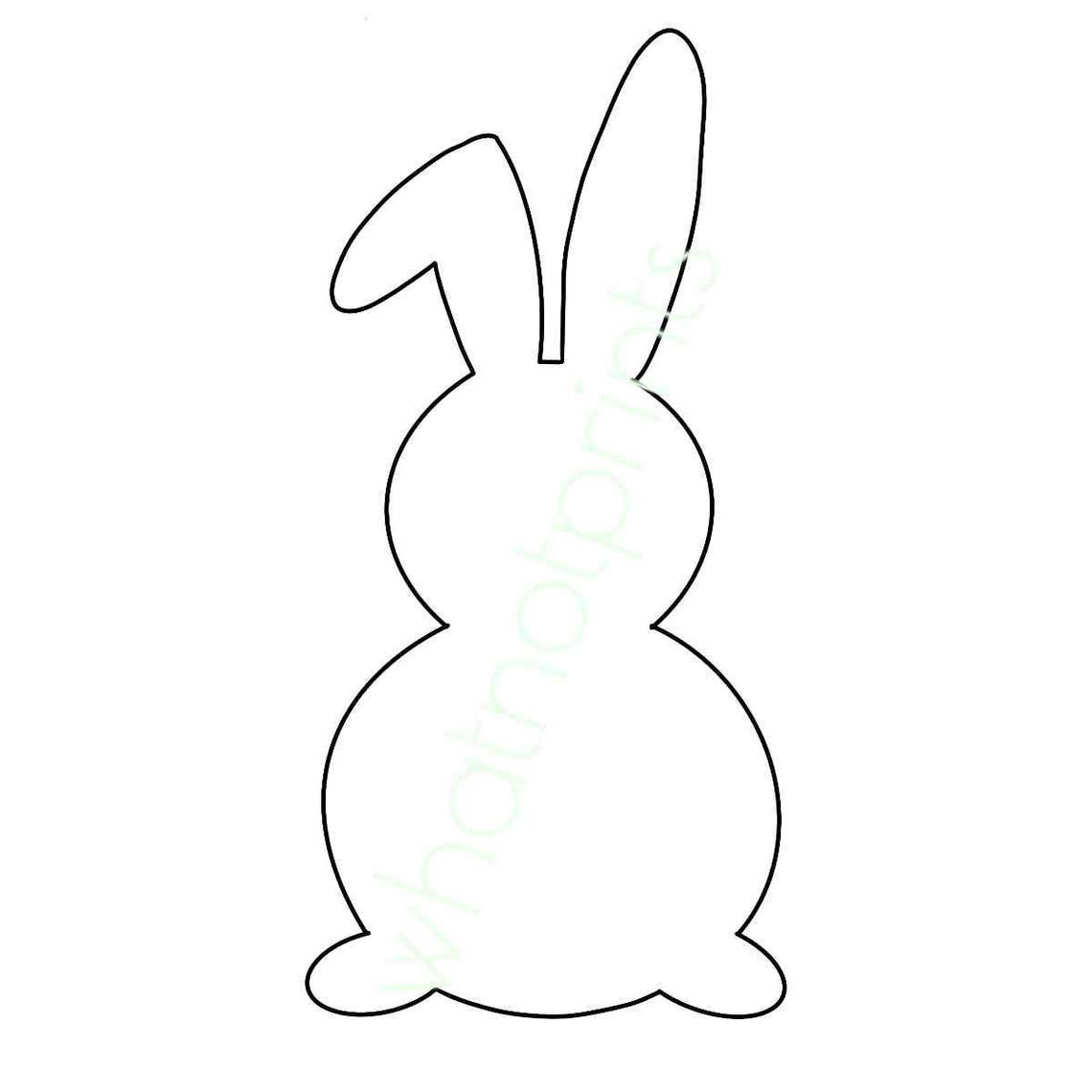 Bunny Rabbit Outline Stencil: Transparent PNG Clipart (digital Download ...