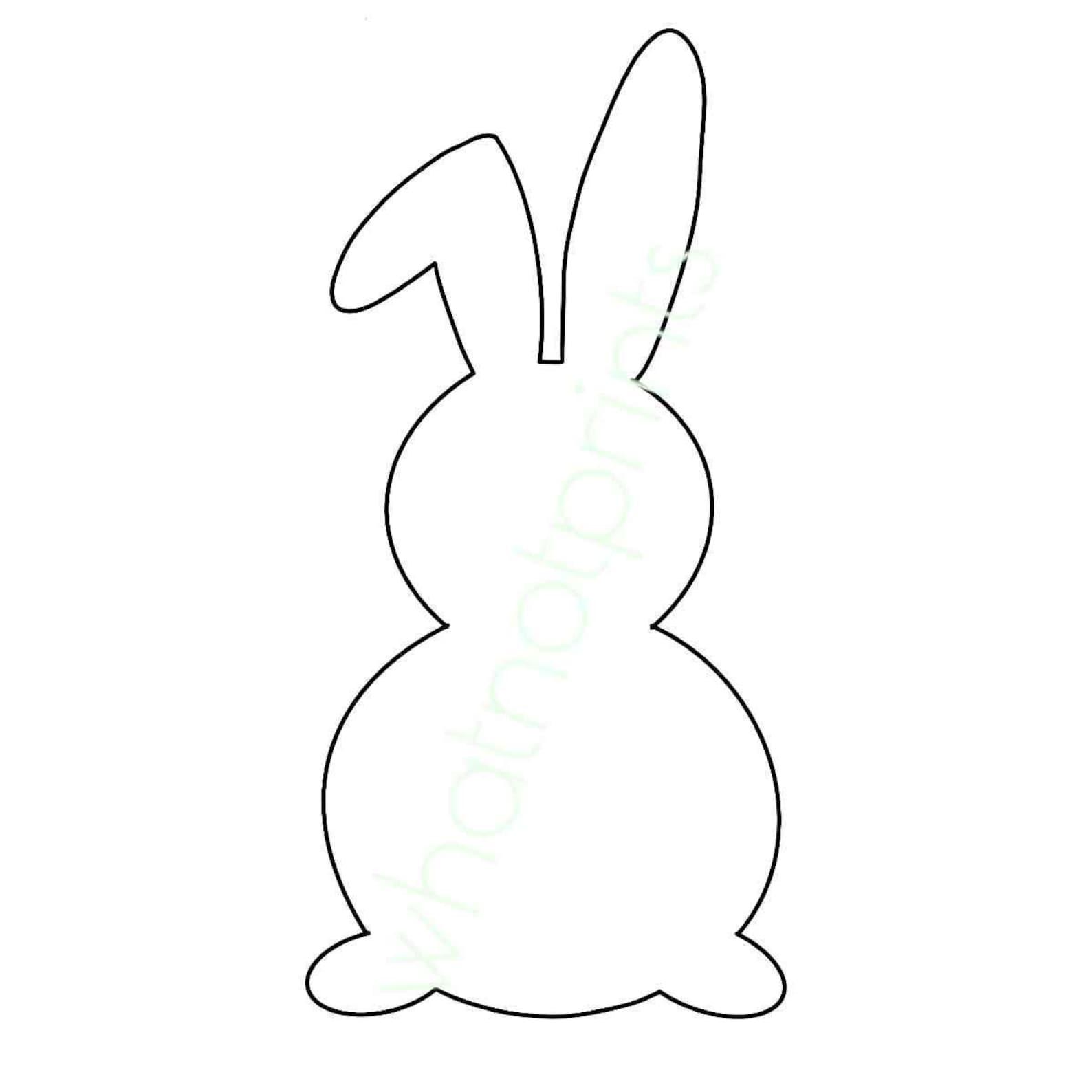 Bunny Rabbit Outline Stencil: Transparent PNG Clipart (digital Download ...