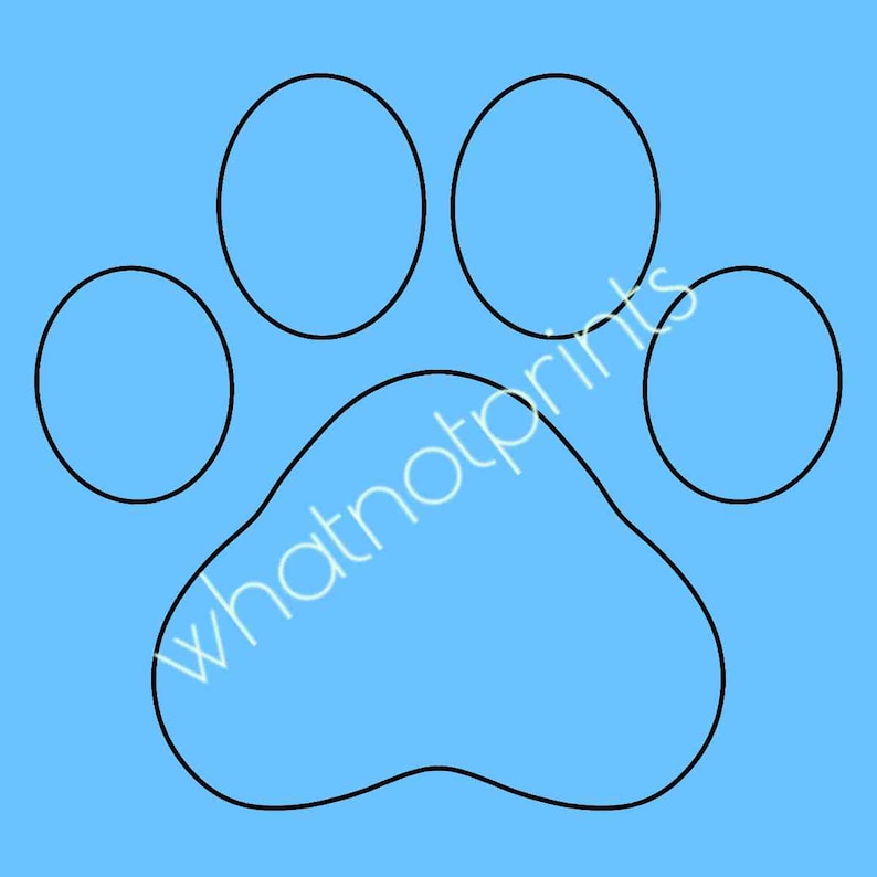Cat Paw Print Outline: Commercial Stencil Template (PNG, SVG Digital ...