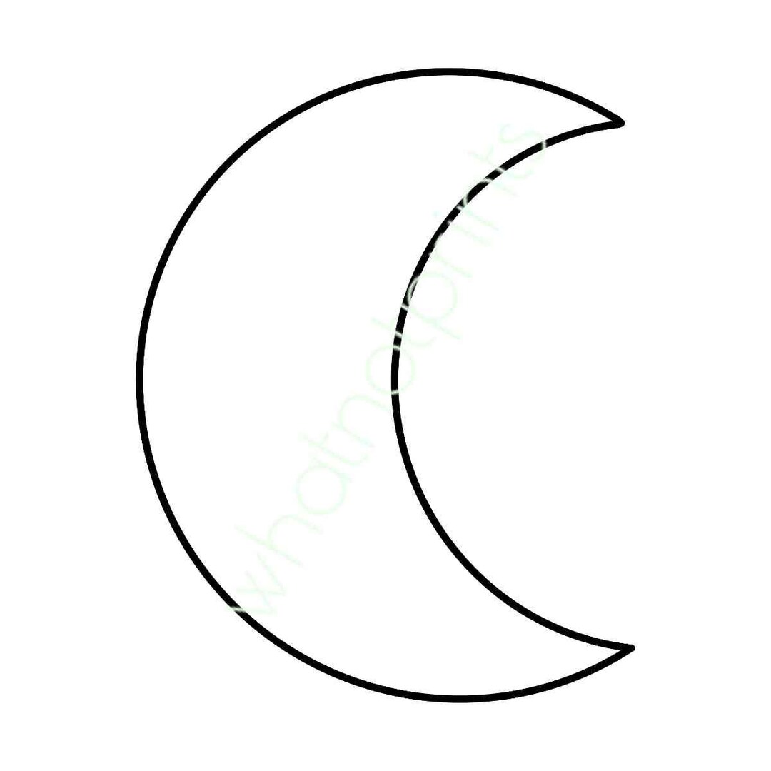 Commercial Crescent Moon Outline, Silhouette, Shap, Template, Stencil ...