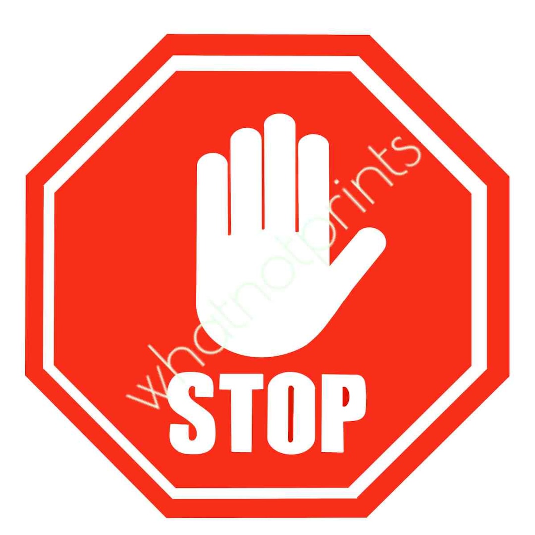 Commercial Red Stop Sign With White Hand PNG Transparent Background ...
