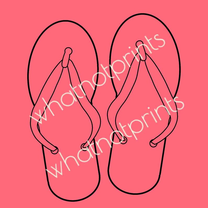 Commercial Flip Flop Outline, Template, Stencil, Clipart PNG ...