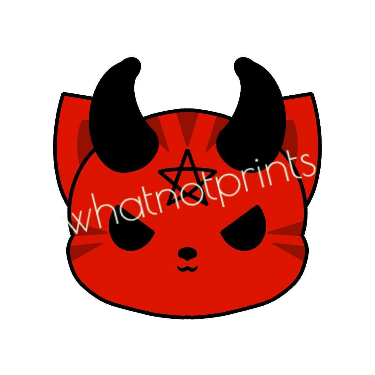 Satanic Red Cat With Devil Horns PNG Transparent Background Commercial ...
