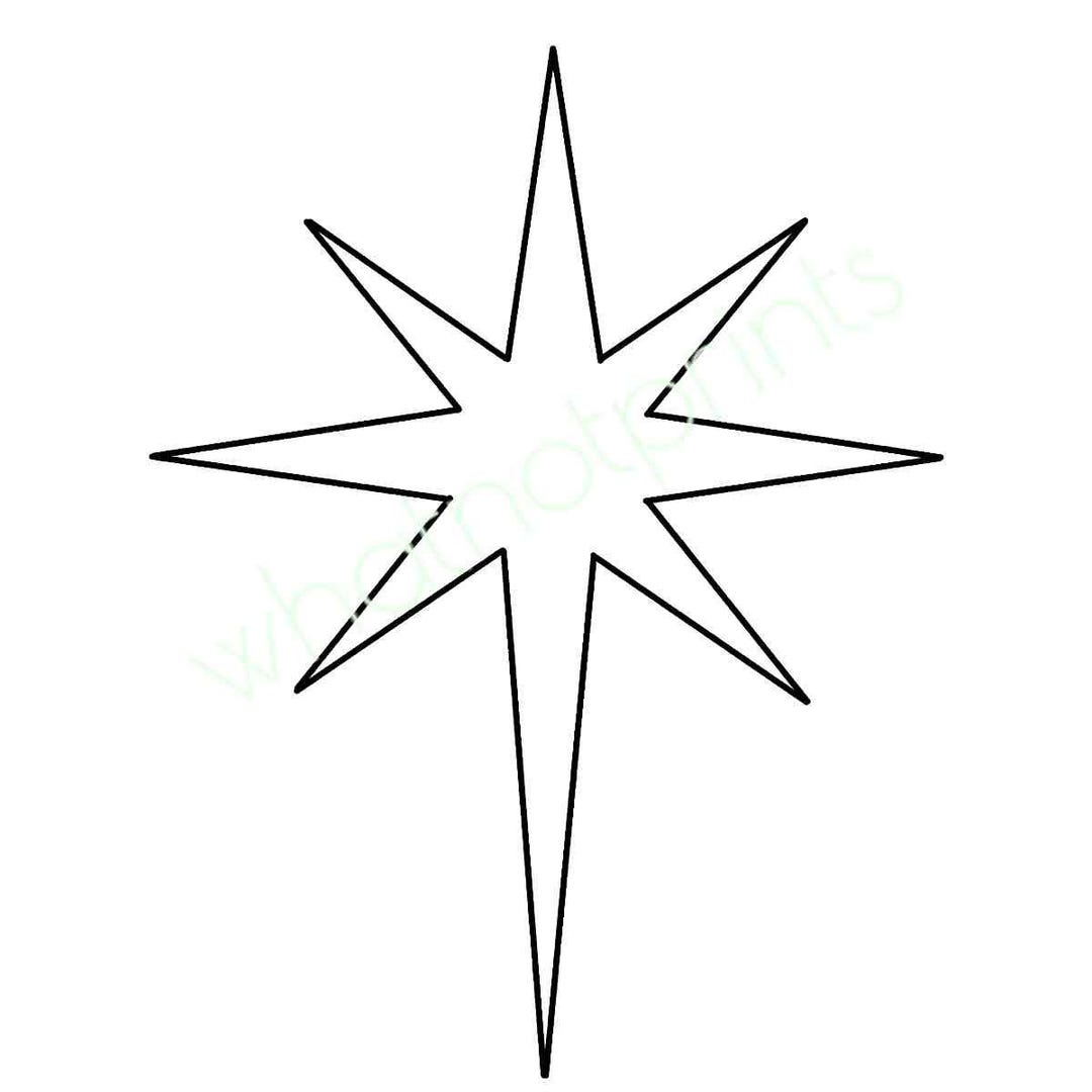 Star of Bethlehem Outline: Christmas Clipart Stencil (PNG Digital ...