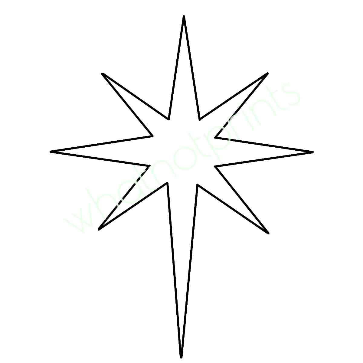 Star of Bethlehem Outline: Christmas Clipart Stencil (PNG Digital ...