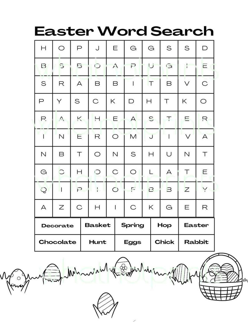 Secular Easter Word Search With Coloring Png & Jpeg - Etsy