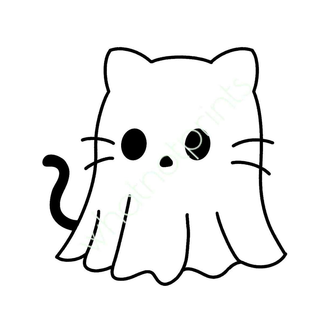 Commercial Ghost Cat PNG Transparent Background Halloween Clipart ...