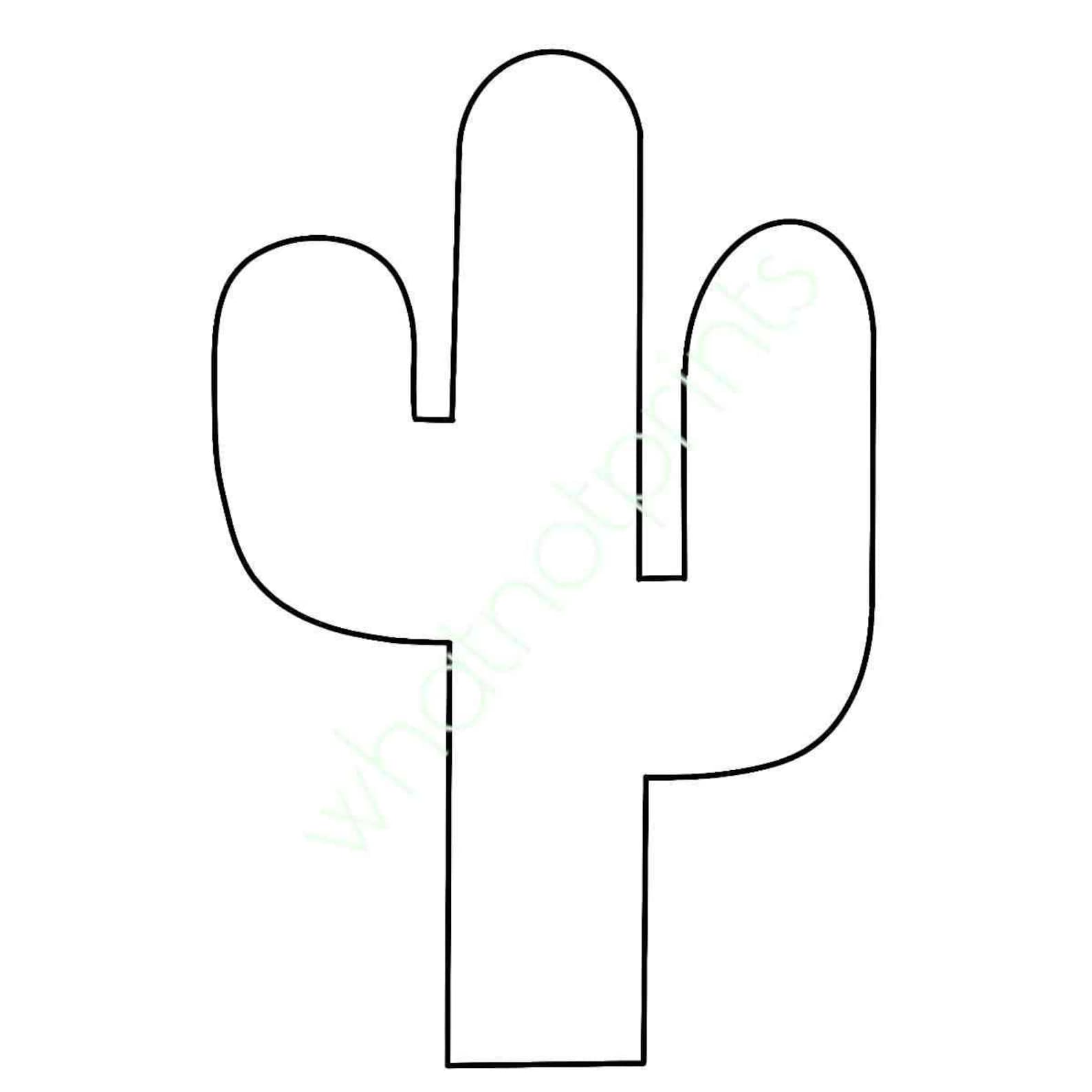 Cactus Outline Clipart: Commercial Use Stencil (PNG Digital Download ...