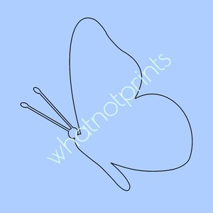 Flying Butterfly Outline: Stencil, Template, Clipart (PNG Digital ...