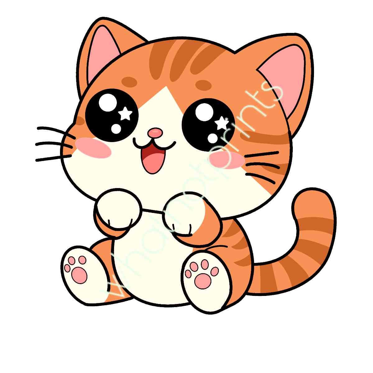 Cute Kawaii Orange Cat PNG Transparent Background Commercial Use OK ...