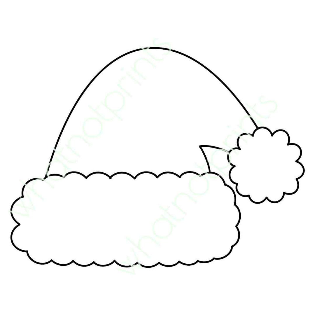 Fluffy Santa Hat Outline Clipart PNG - Etsy