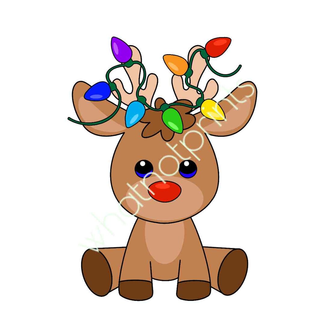 Commercial Reindeer With Lights Tangled in Antlers PNG Cute Christmas ...