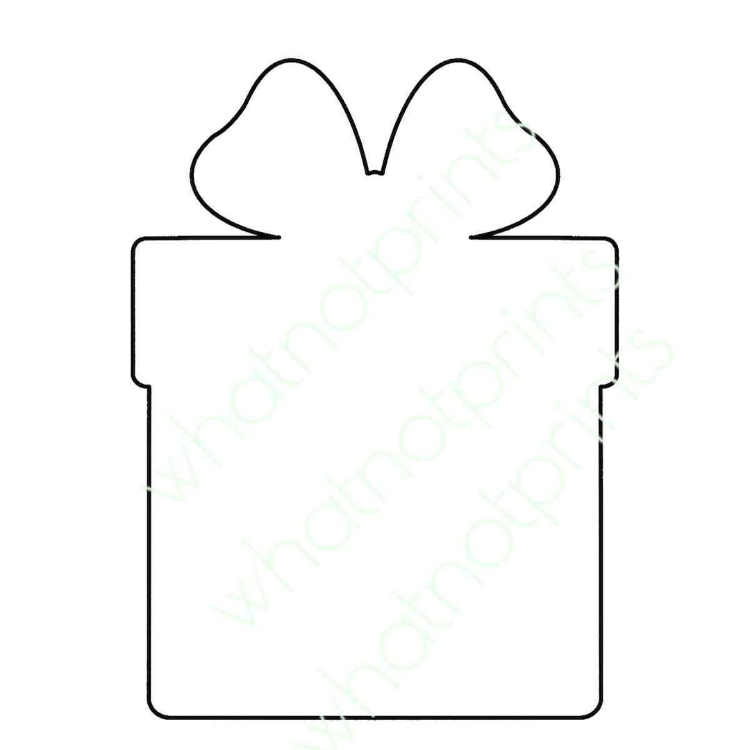 Christmas Gift Outline PNG, Commercial Use Template (digital Download ...