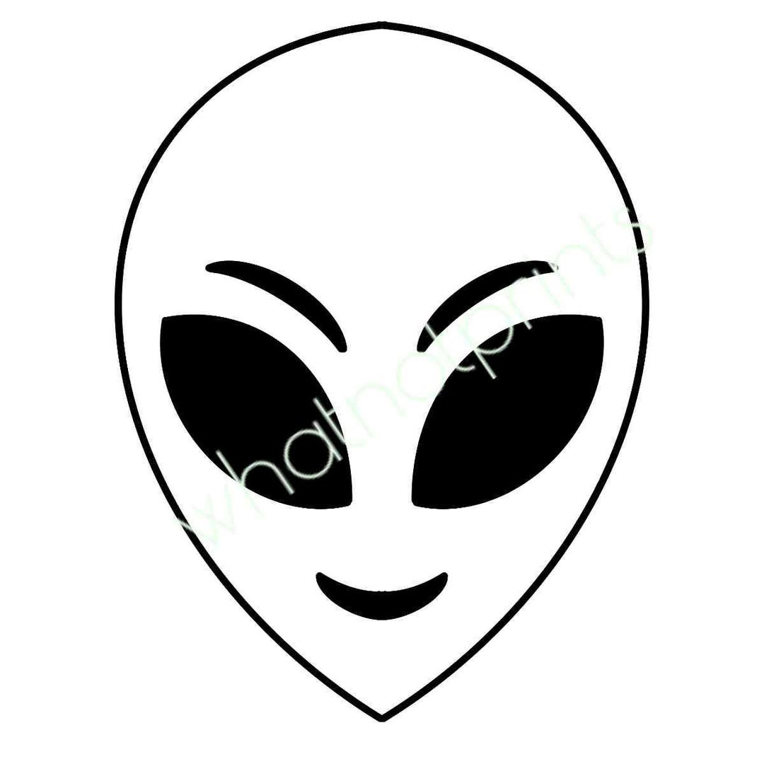 Alien Head Outline, Shape, Pattern, Stencil, Template, Clipart ...