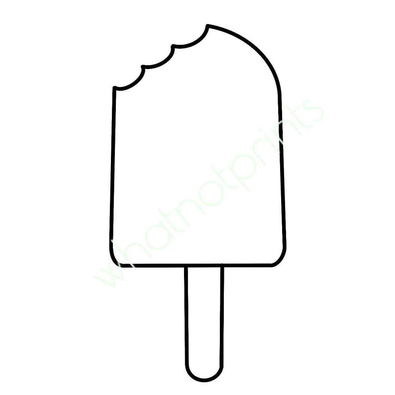 Bitten Popsicle Clipart, Stencil Template, PNG SVG (digital Download ...