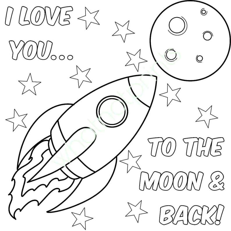 Valentine's Coloring Page "i Love You to the Moon & Back" Coloring Page ...