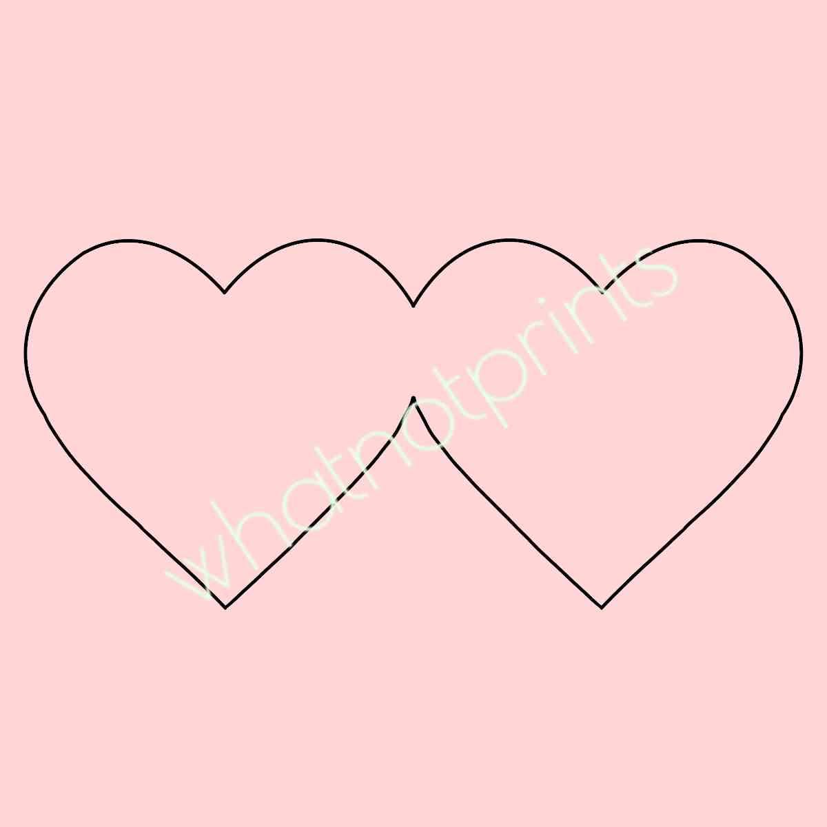 Double Heart Outline Template: Card Stencil, PNG Clipart (digital ...