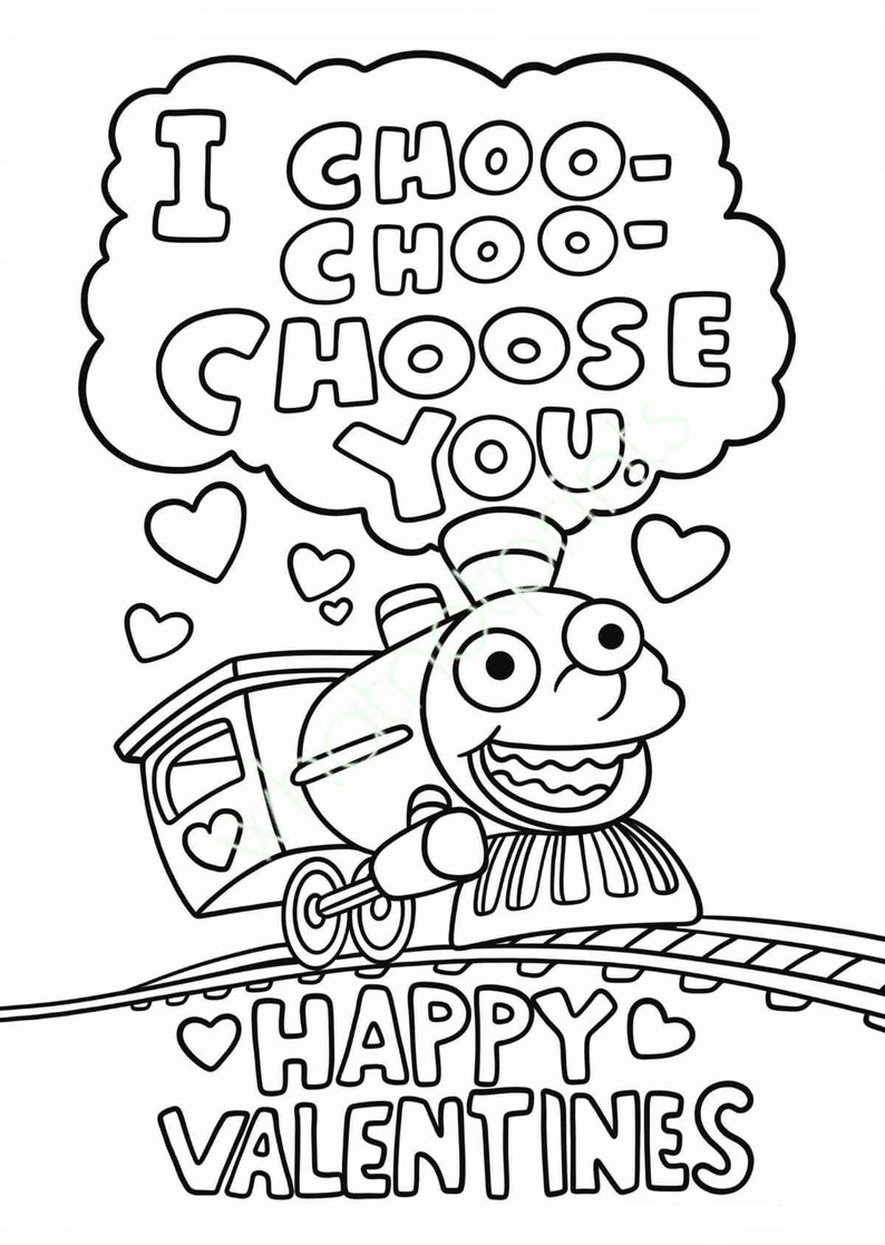 I Choo-choo-choose You Valentine's Day Coloring Page - Etsy