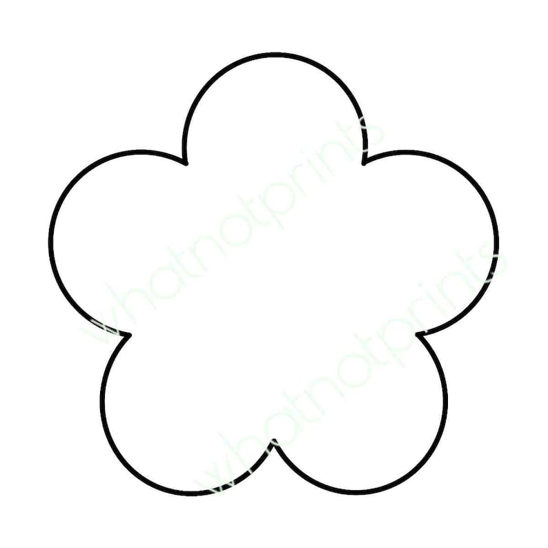 Simple Abstract Five Petal Flower Outline, Silhouette, Template or ...