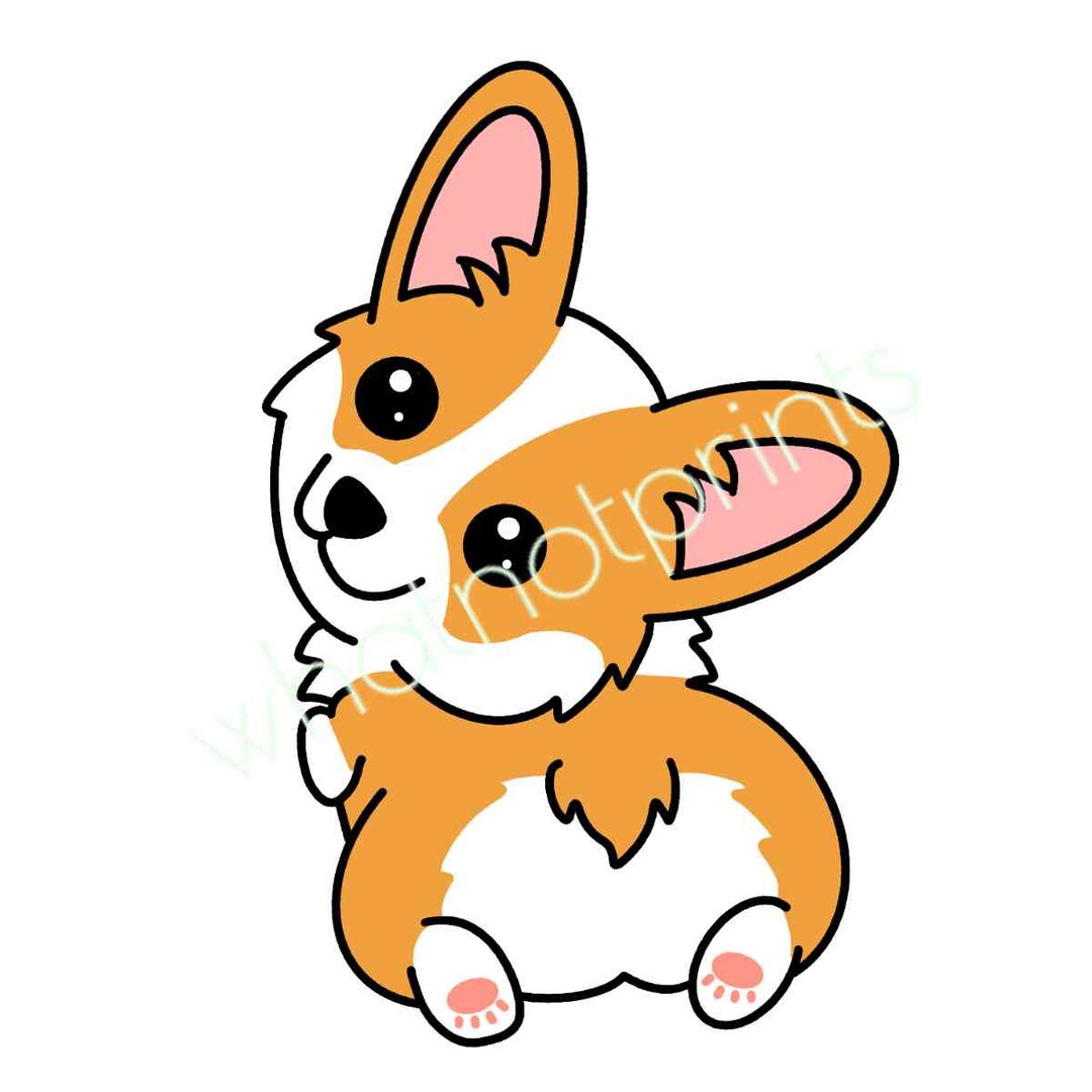 Cute Corgi Lying Down Looking Back PNG Transparent Background ...