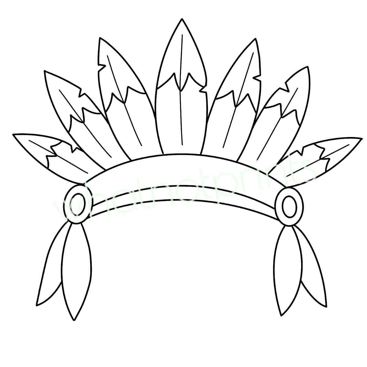 Native American Chief Headdress Outline PNG - Etsy