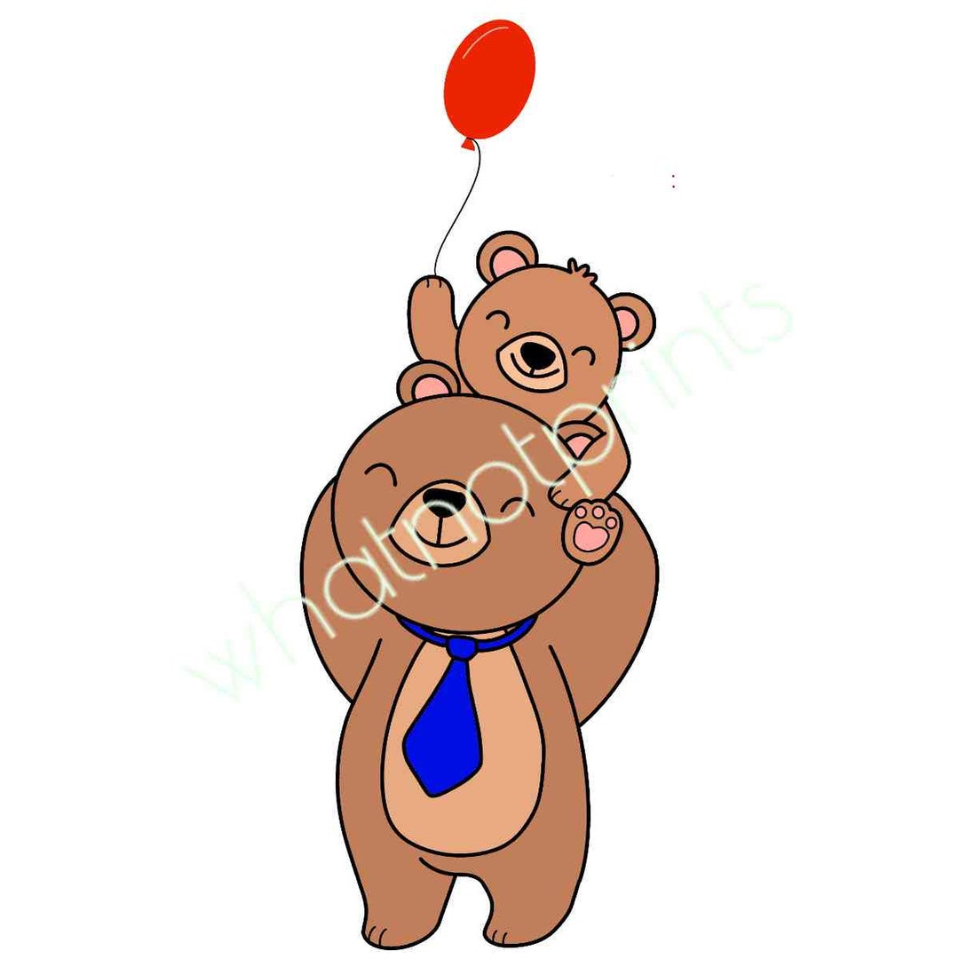 Commercial Father Bear With Cub Holding Balloon PNG Transparent ...