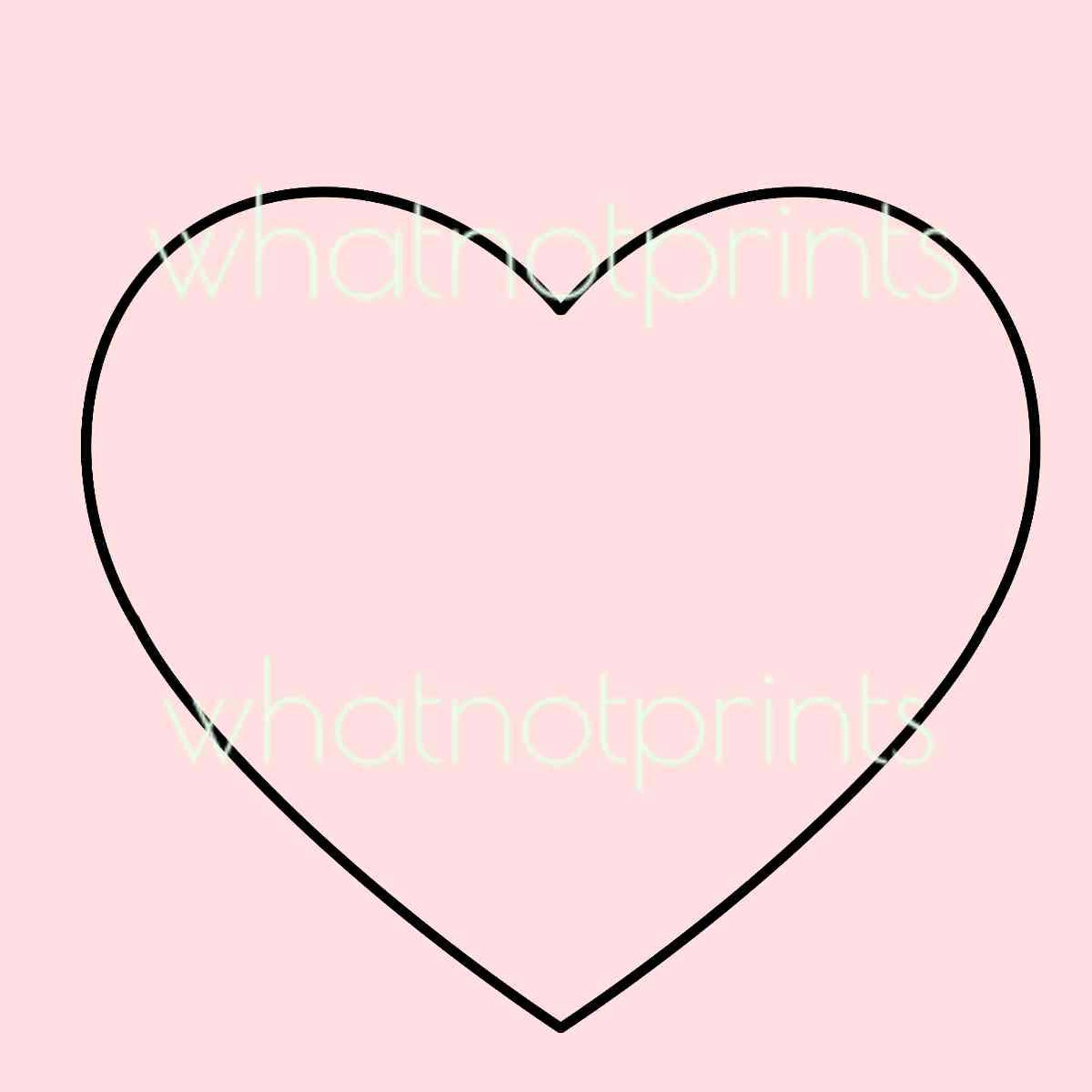 Heart Outline Stencil: Commercial Use PNG SVG Clipart (digital Download ...