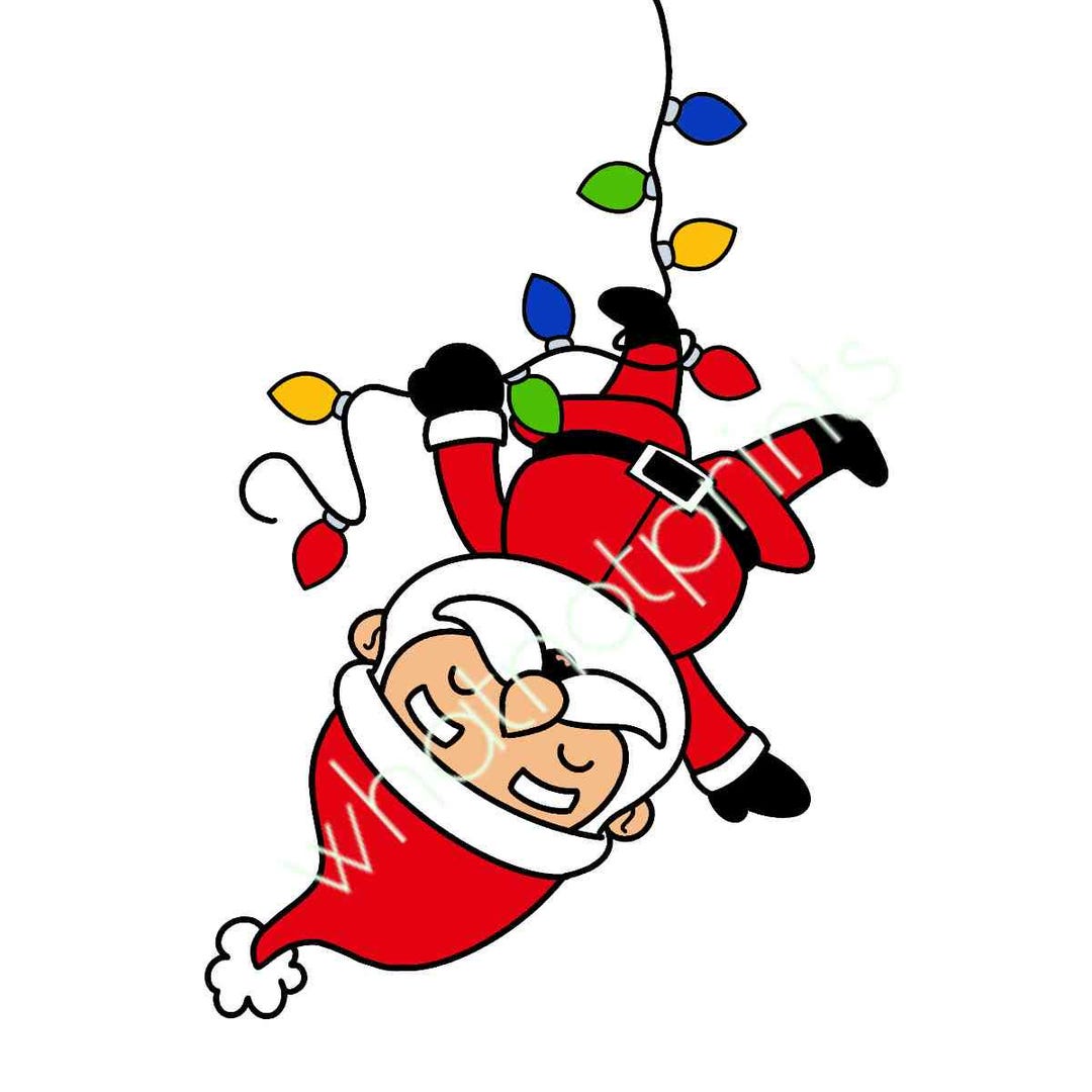 Commercial Falling Santa With Christmas Lights PNG Transparent ...