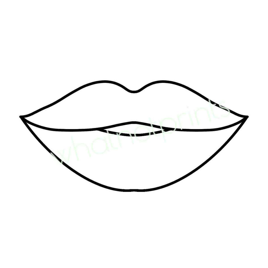Lips Outline, Shape, Pattern, Stencil, Template PNG & SVG Transparent ...